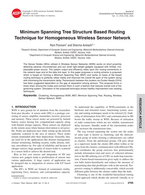 Pdf Minimum Spanning Tree Structure Based Routing Technique For