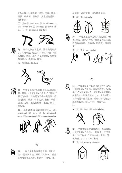 Decoding Chinese Jiaguwen 解码中文 甲骨文 中国乐山汪岚 解码甲骨文42 鳬 服 甫 斧 父 富 Decode The Oracle 42 鳬 Serving