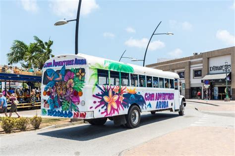 Colourful Tourist Bus In Oranjestad Aruba Editorial Photo Image Of
