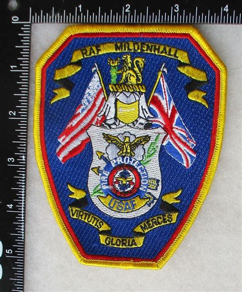 Usaf Fire Protection Patch Raf Mildenhall England Original Vintage Us