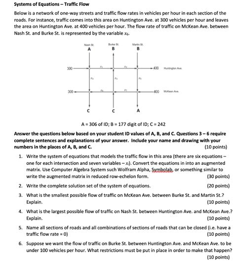Solved Systems Of Equations Traffic Flow Below Is A