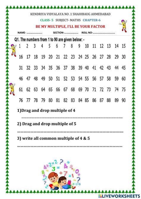 Commom Multiple Worksheet Live Worksheets