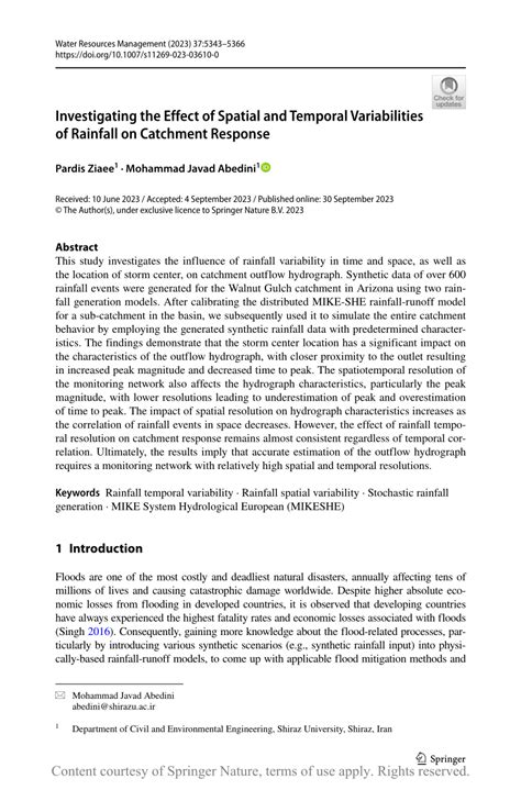 Investigating The Effect Of Spatial And Temporal Variabilities Of Rainfall On Catchment Response