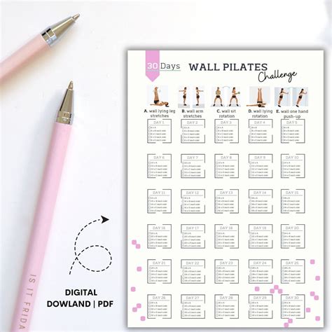 30 Day Wall Pilates Challenge Wall Pilates Workout Digital Etsy
