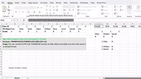 How To Filter And Transpose Data From Horizontal To Vertical Youtube