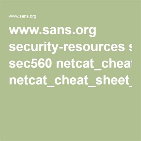 security resources sec560 netcat cheat sheet v1 pdf computer security security