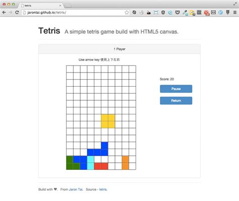 GitHub jarontai tetris Html tetris game supports two players 支持本地双人对战的html 俄罗斯方块游戏
