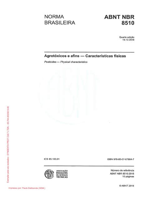 Abnt Nbr 8510 Physical Characteristics 2018 Pdf