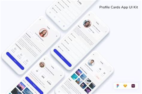 Profile Cards App Ui Kit Graphic By Betush · Creative Fabrica