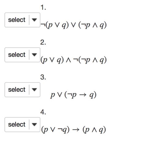 solved match the logically equivalent expressions a q b c p v q