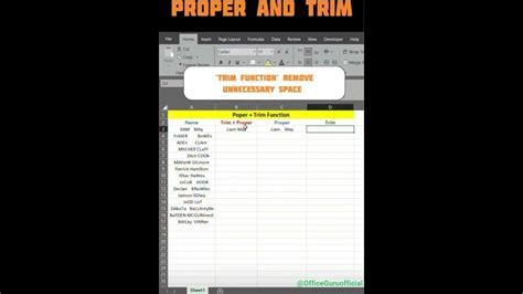 proper and trim shorts excel officeguruofficial exceltips youtube