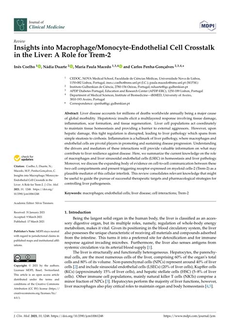 Pdf Insights Into Macrophagemonocyte Endothelial Cell Crosstalk In