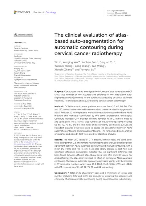 Pdf The Clinical Evaluation Of Atlas Based Auto Segmentation For