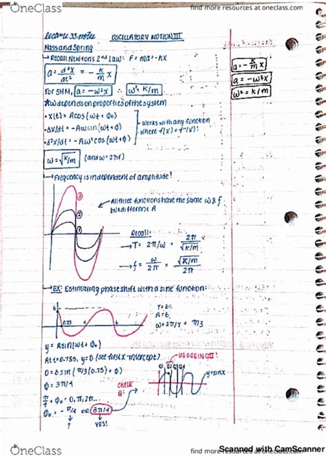 PHYSICS D Lecture PHYSICS D Lecture Oscillatory Motion IV OneClass
