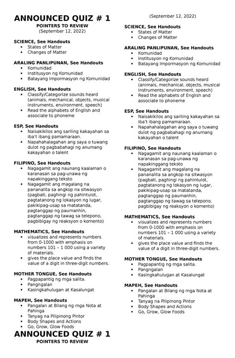 Announced Quiz Pointers Announced Quiz 1 Pointers To Review