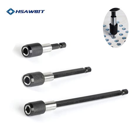 육각 섕크 퀵 릴리스 스크루 드라이버 마그네틱 비트 홀더 조정 가능한 칼라 확장 바 60mm 100mm 150mm 1