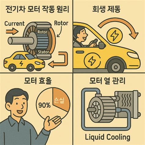전기차 모터 작동 원리 회생제동 모터효율 열관리