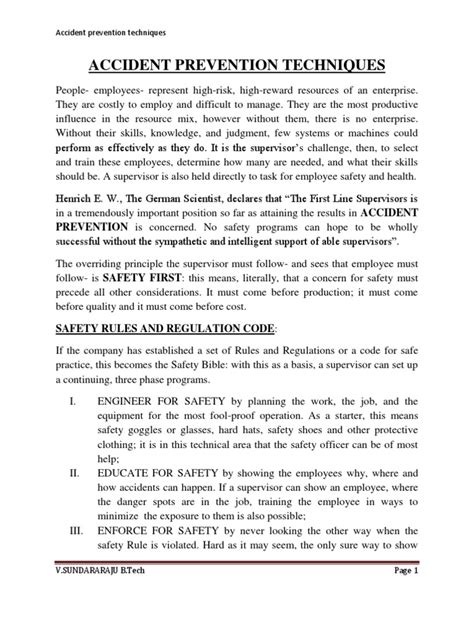 Accident Prevention Techniques Pdf Occupational Safety And Health