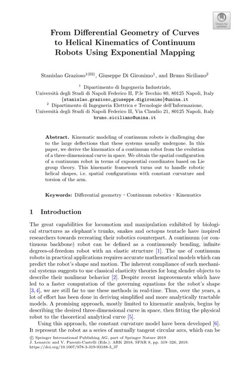Pdf From Differential Geometry Of Curves To Helical Kinematics Of