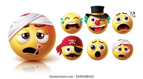Emoji Sick Character Vector Set Emoticon Stock Vector Royalty Free