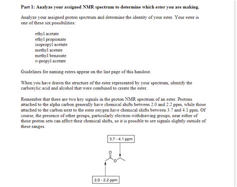 Solved Part 1 Analyze Your Assigned NMR Spectrum To Chegg Com