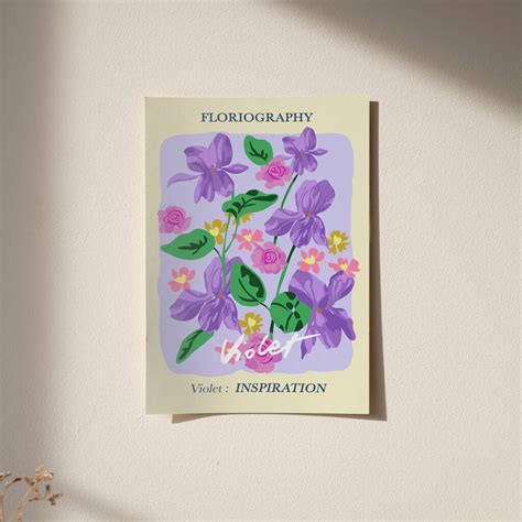 Illustrated Violet Flower Print By Tulastra Studio