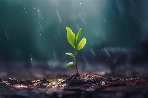 Premium AI Image A Green Sapling Is Budding On The Ground Amid The