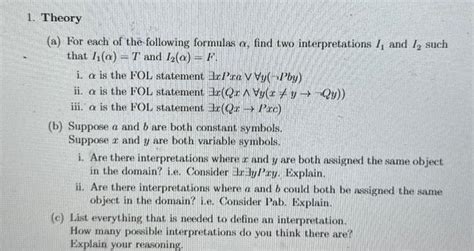 Solved a For each of the following formulas α find two Chegg com
