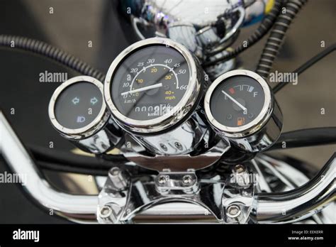 Speed Pointer And Other Controls Of A Modern Small Motorbike Stock Photo Alamy