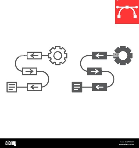 Workflow Line And Glyph Icon Technology And Artificial Intelligence Digital Solution Vector