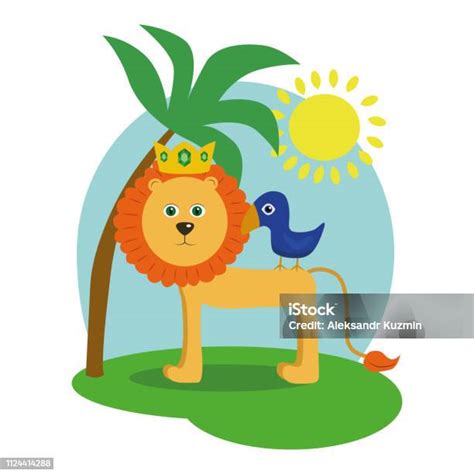 재미 있는 만화 캐릭터 어린이의 새 일러스트와 함께 라이온 킹 0명에 대한 스톡 벡터 아트 및 기타 이미지 0명 귀여운 나무 Istock