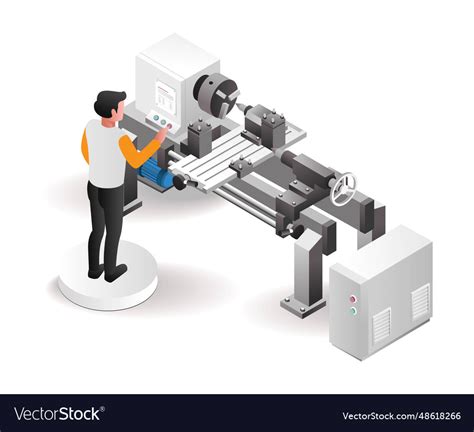 Professional Automatic Cnc Lathe Machine Operator Vector Image