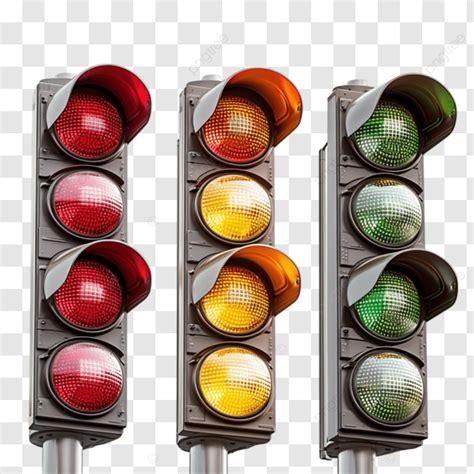Set Of Traffic Lights Displays Red Yellow And Green Signals In A Vertical Arrangement Set