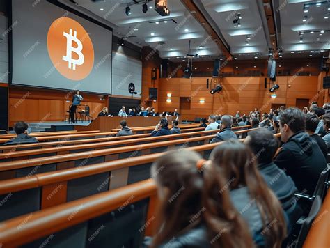 Premium Photo Photo Of Bitcoin Lecture In A Conference Center With A Speaker And Au Crypto