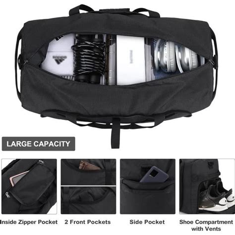 Vogshow Grand Sac De Voyage Pliable Avec Compartiment À Chaussures Pour Homme Et Femme Noir