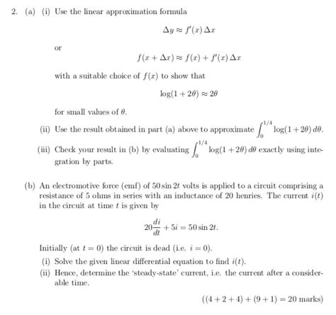 Solved 2 A I Use The Linear Approximation Formula Ay