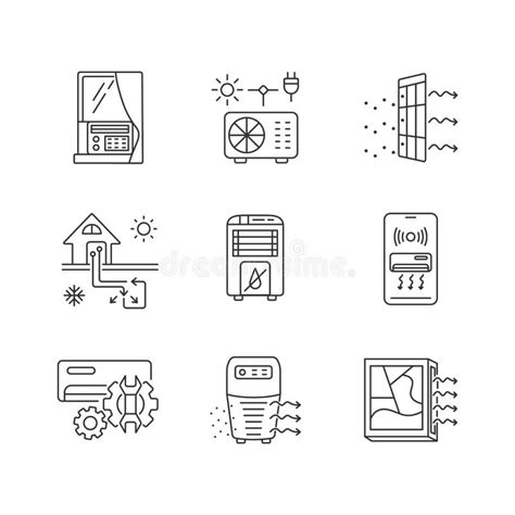 Air Conditioning Linear Icons Set Stock Vector Illustration Of Climate Appliance 175563674