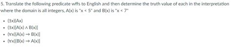 solved 5 translate the following predicate wffs to english
