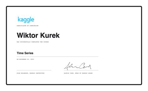 Wiktor Kurek Completed The Time Series Course On Kaggle