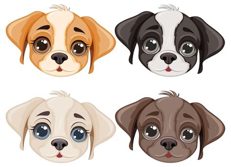 Dibujos Animados De Cara De Perro Lindo Aislado Vector Gratis