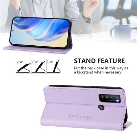 For Tcl 30 Xl T701dl Rc01 Dual Folded Magnetic Suction Rfid Leather Phone Case Light Purple