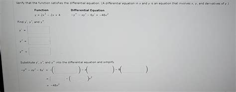 Solved Verify That The Function Satisfies The Differential Equation