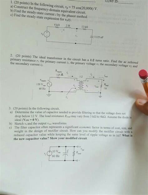 Solved 1 20 Points In The Following Circuit Vg 75