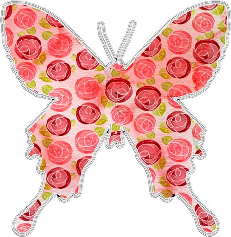 Download Ftestickers Art Watercolors Butterfly Floral Roses Red