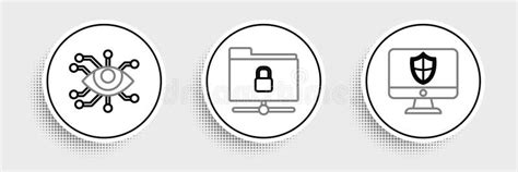 Set Folder And Lock Computer Api Interface Shield Security With Retro Wall Watch Server And