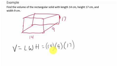 finding the volume of a rectangular solid youtube