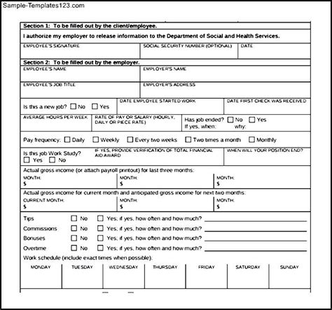 Example Of Verification Form Sample Templates Sample Templates