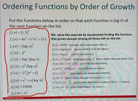 solved ordering functions by order of growthe 10