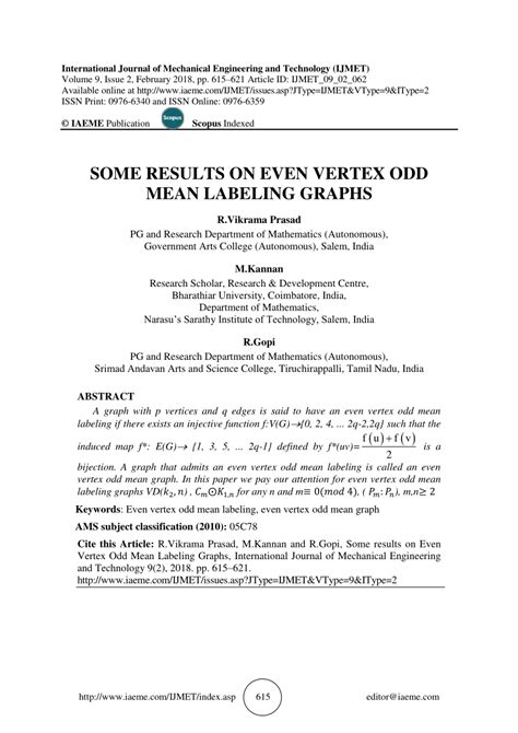 PDF Some Results On Even Vertex Odd Mean Labeling Graphs