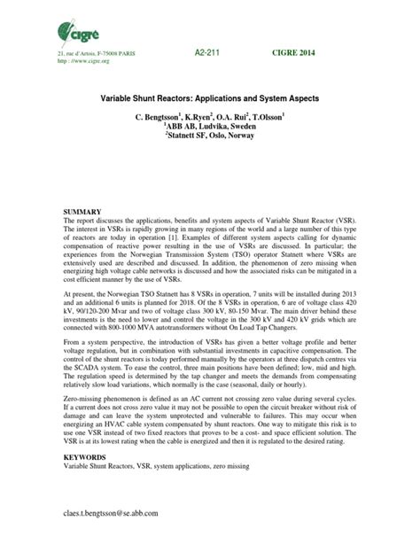 variable shunt reactors cigre2014 a2 211 2014 pdf electric power